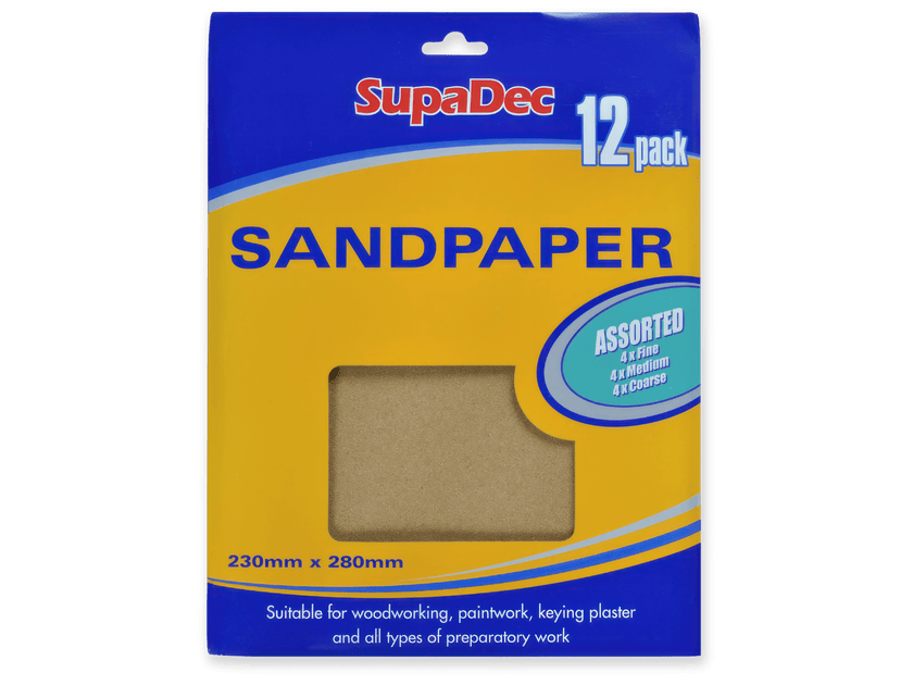 Supadec General Purpose Sandpaper Pack 12 Assorted | Greenshop Paints