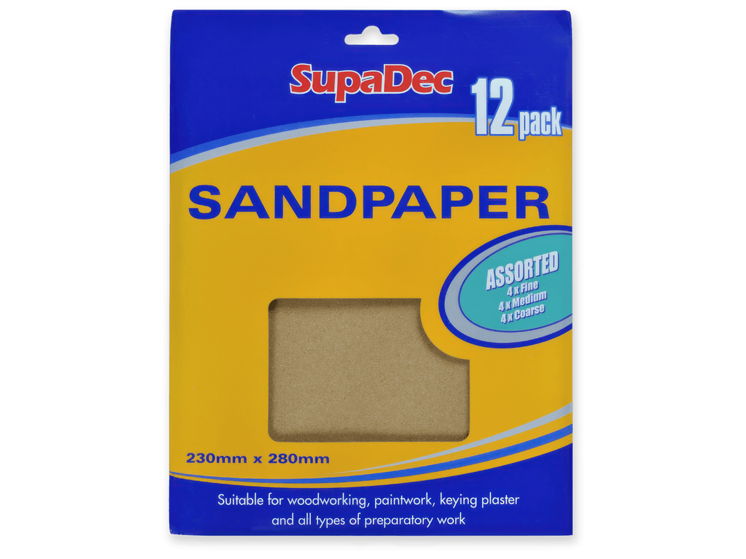 Supadec General Purpose Sandpaper Pack 12 Assorted | Greenshop Paints